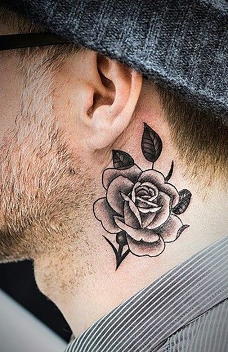 Neck Tattoos For Men Featuring Roses Bold Masculine Expression Neck Tattoos For Men Featuring Roses Bold Masculine Expression