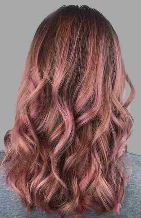 Brown Hair With Pastel Pink Highlights